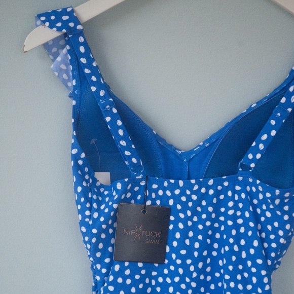Nip Tuck Swim | Swim | Nwt Nip Tuck Swim Blue Polka Dot Ruffle Tankini ...
